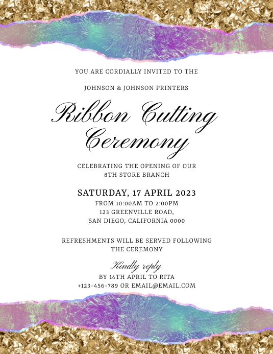 Plantilla de Ribbon Cutting Launch Party Invitation Templa | PosterMyWall