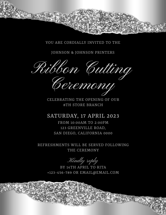 Modèle Ribbon Cutting Launch Party Invitation Templa | PosterMyWall