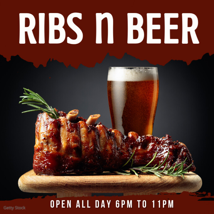 ribs and beer instagram post Template | PosterMyWall