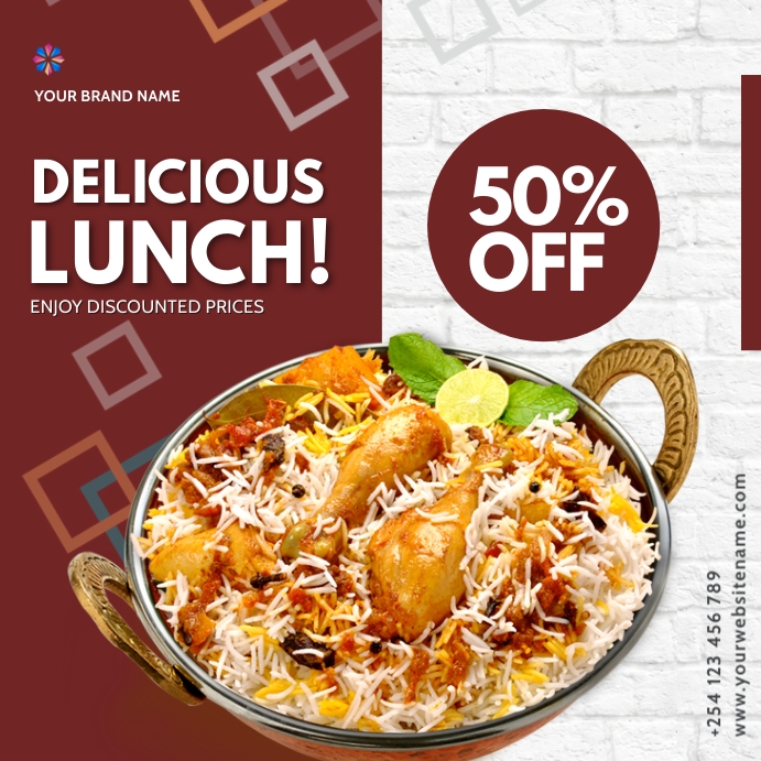 rice biryani food menu restaurant sale flyer Template | PosterMyWall