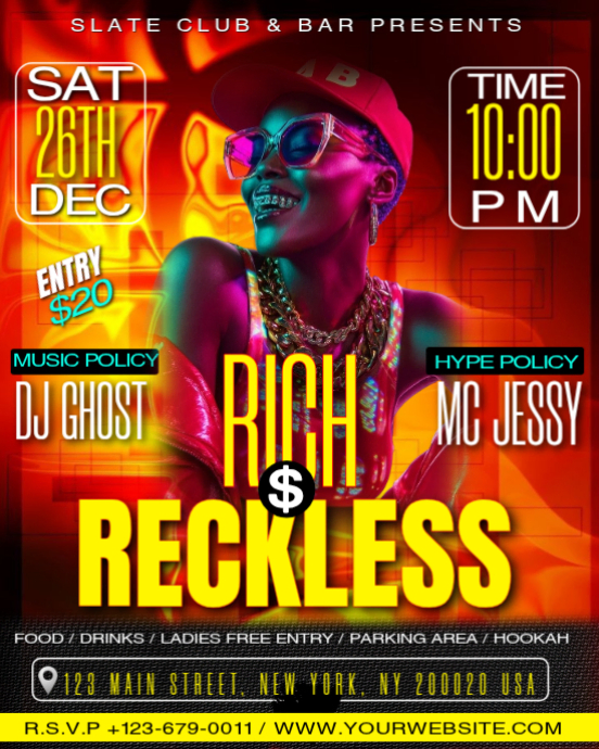 Plantilla de Rich And Reckless Saturday Night Club Party Social Media ...
