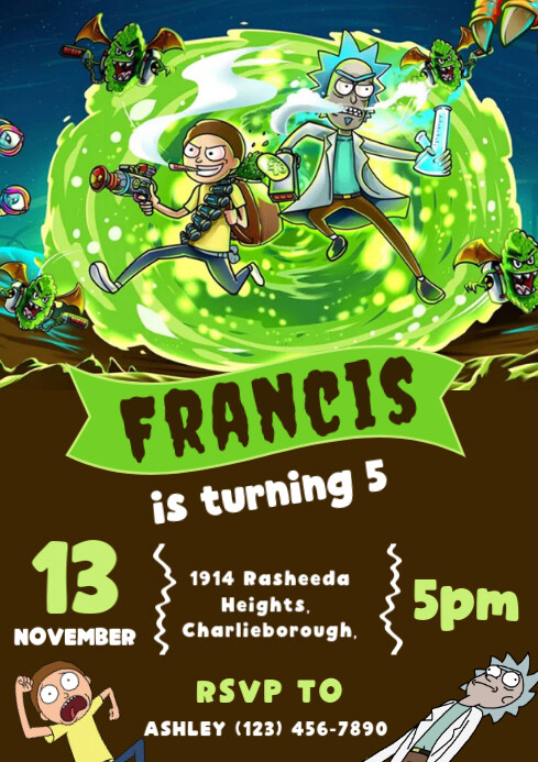 Rick and Morty Birthday Invitation Template | PosterMyWall