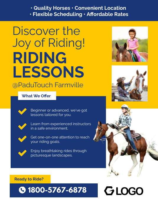 Riding Horse Lessons Flyer Poster Template | PosterMyWall