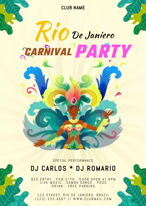 RIO CARNIVAL PARTY Template | PosterMyWall