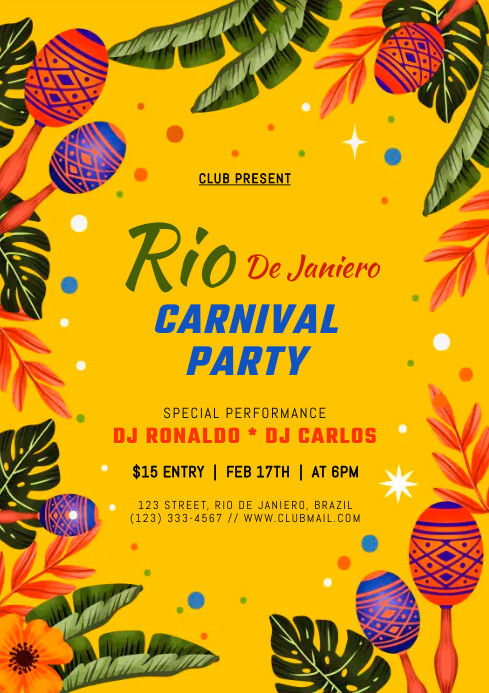 RIO CARNIVAL PARTY Template | PosterMyWall