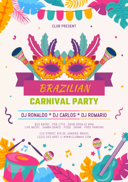 RIO CARNIVAL PARTY Template | PosterMyWall