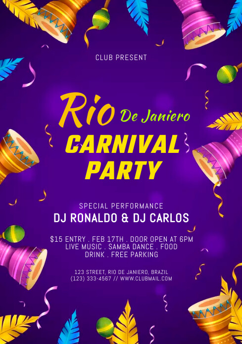 RIO CARNIVAL PARTY Template | PosterMyWall