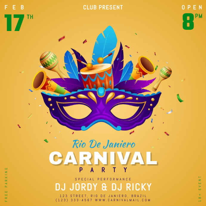 RIO CARNIVAL PARTY Template | PosterMyWall