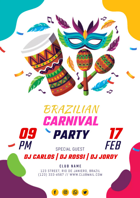RIO CARNIVAL PARTY Template | PosterMyWall