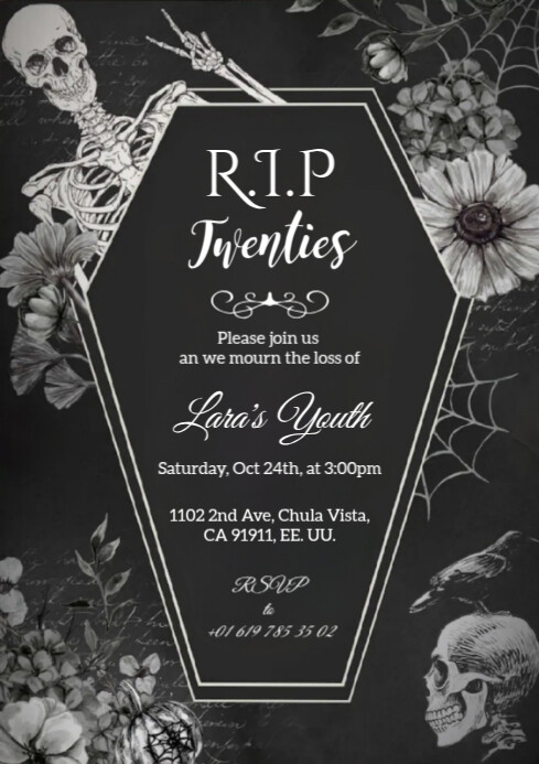 Plantilla de RIP twenties, thirties invitation | PosterMyWall