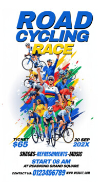 Illustrative Road Cycling Ad Instagram Story Template | PosterMyWall