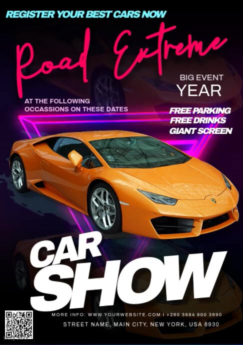 Road Extreme Car Show Template | PosterMyWall
