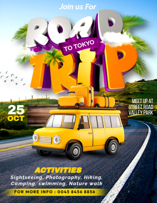 Road trip tour gateway adventure drive travel invitation facebook ads ...