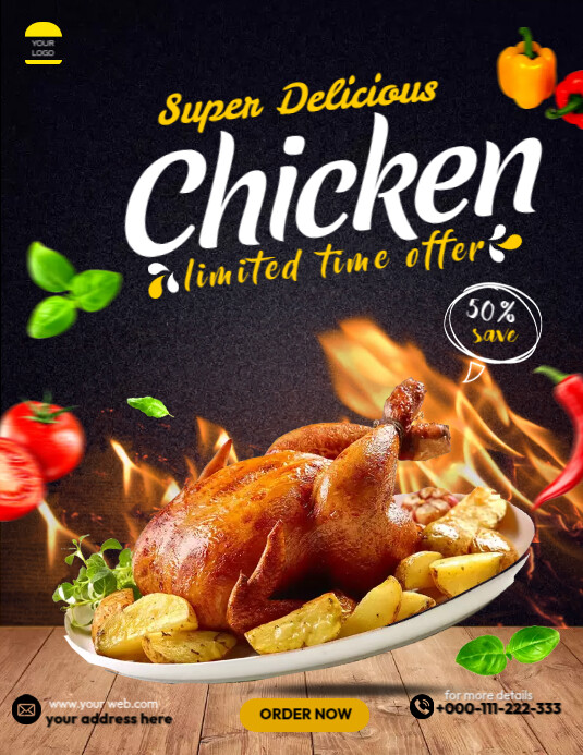 Roasted Chicken Menu Poster Template | PosterMyWall
