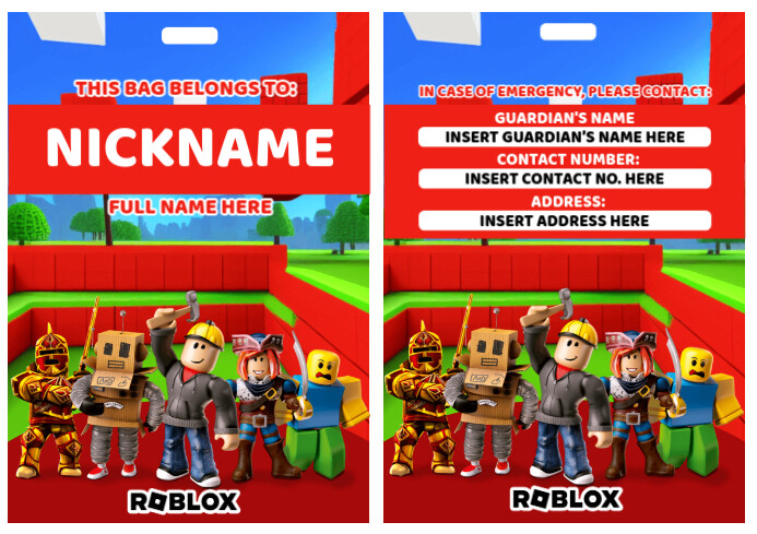 Roblox Bag Tag Design Template | PosterMyWall