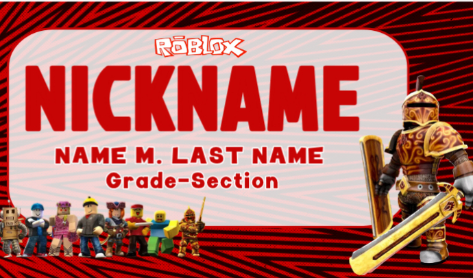 Red Roblox Themed Name Tag Tags Template | PosterMyWall