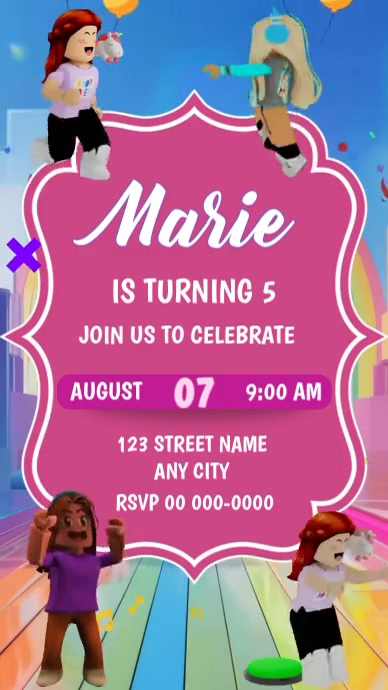 Roblox Girl Birthday Party Invitation Instagram Reel Video Template ...