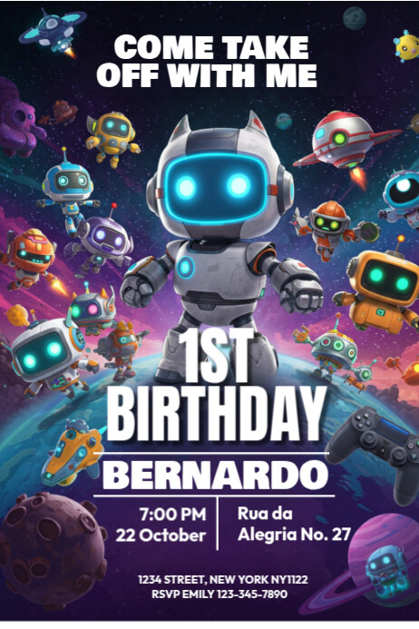 Robot Invitation Card Template | PosterMyWall