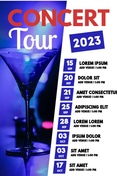 Rock Band Concert Tour Schedule Flyer Template | PosterMyWall