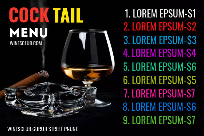 Rock Band drinks menu Template | PosterMyWall