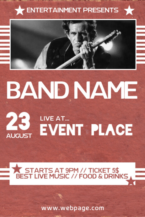 Rock Concert Band Event Poster Flyer Template | PosterMyWall