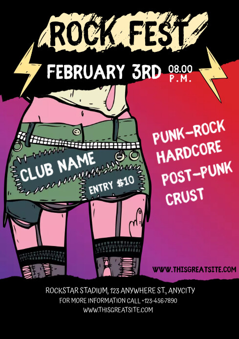Rock fest Cartoon Style Template | PosterMyWall