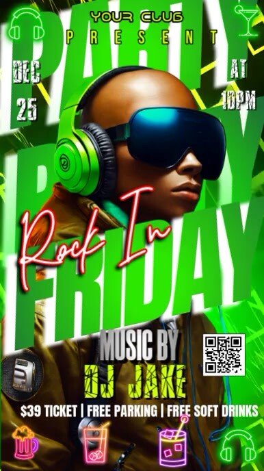 ROCK IN FRIDAY PARTY Template | PosterMyWall