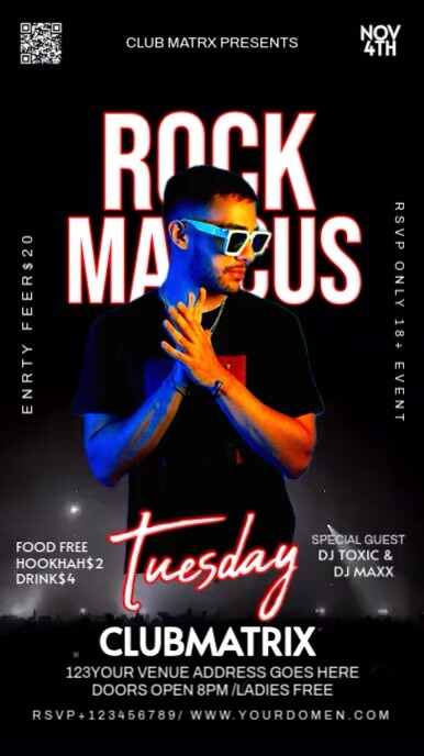 Plantilla de Rock Marcus Tuesday | PosterMyWall