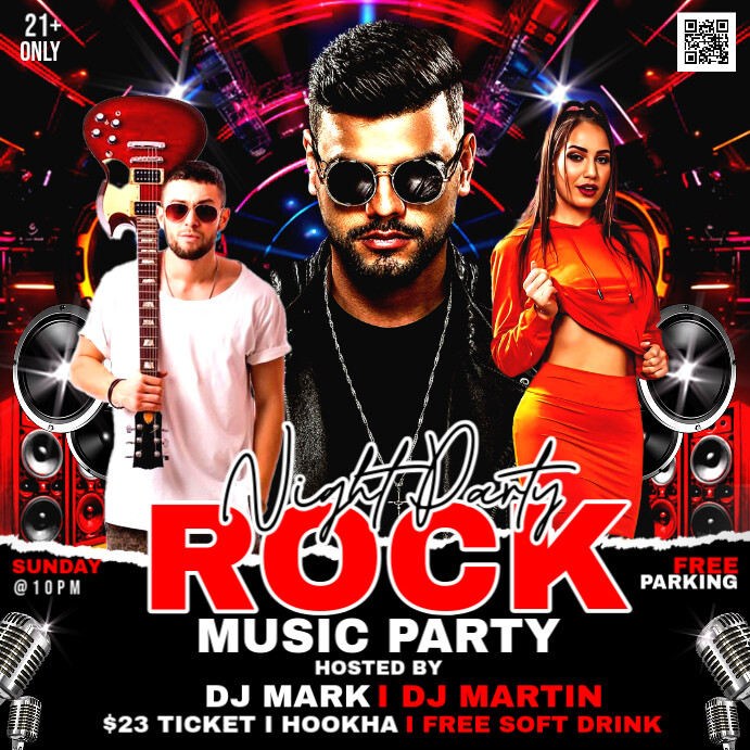 Rock Music Party Flyer Template | PosterMyWall