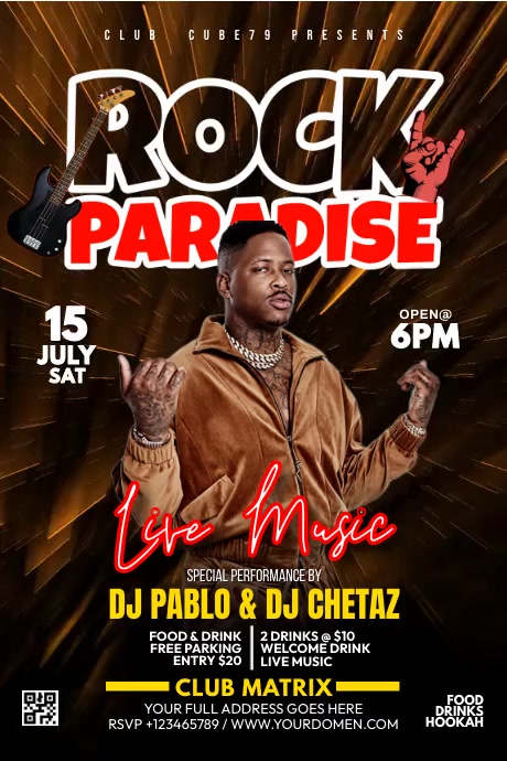 ROCK PARADISE LIVE MUSIC Template | PosterMyWall
