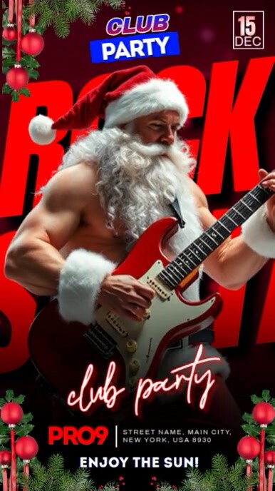 Rock Santa Club Party Template | PosterMyWall