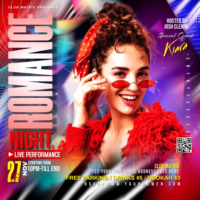 ROMANCE NIGHT club party Template | PosterMyWall