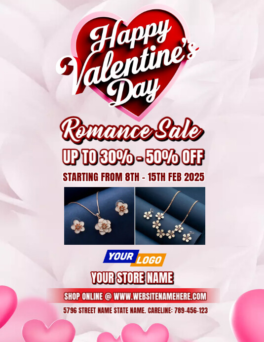 Romance Valentine's Sale Event Flyer Template | PosterMyWall
