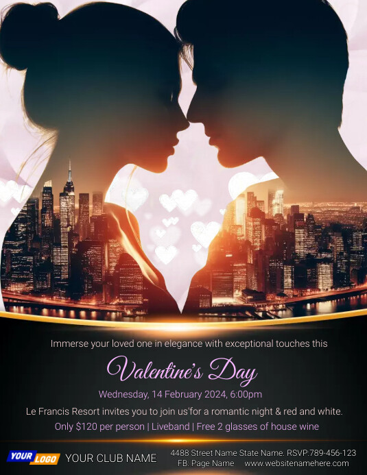 Romantic Couple Valentine's Day Flyer Template | PosterMyWall