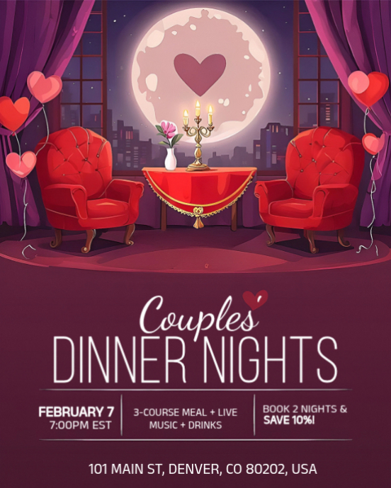 Plantilla de Romantic Couples Dinner Night Poster Template - Valentine ...