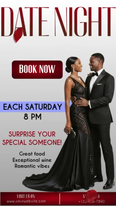 Romantic Date Night Flyer Ad Animated Templat | PosterMyWall
