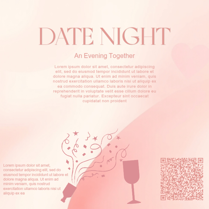 Romantic Date Night Instagram Square Post with Soft Editorial Design ...