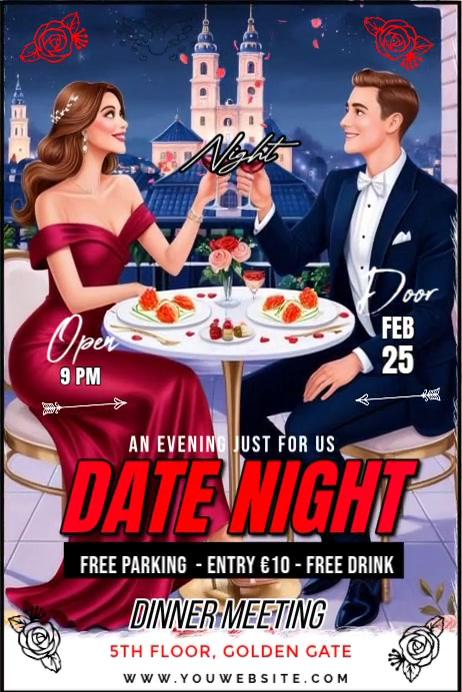 Romantic Date Night Invitation Poster Template | PosterMyWall