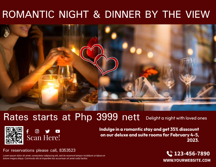 Romantic Dinner Night Flyer Template | PosterMyWall