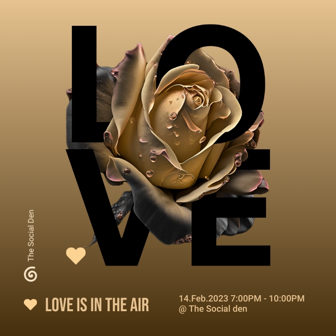 Romantic event social poster: (gold rose) Template | PosterMyWall
