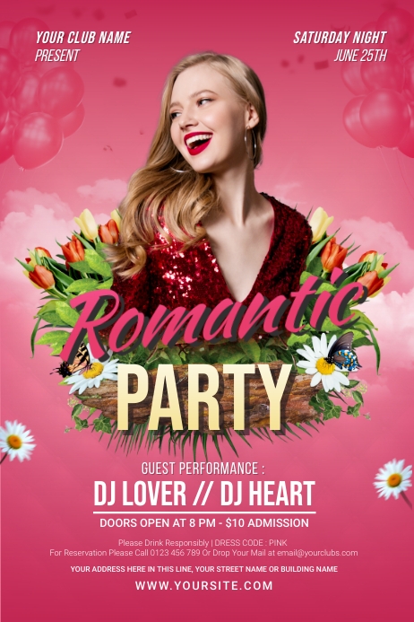 Romantic Party Flyer or Poster Template | PosterMyWall