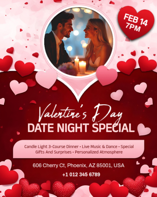 Romantic Red "Valentine's Day Date Night" Restaurant Dinner & Couple's ...
