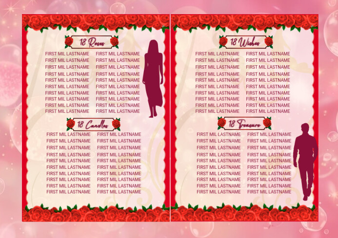 Romantic Red Roses Birthday Guest List Template | PosterMyWall