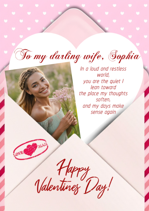 Plantilla de Romantic Valentine’s Day Love Letter Photo Card Template ...