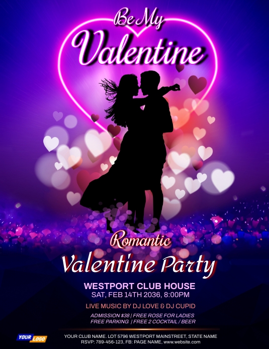Romantic Valentine's Party Flyer Design | PosterMyWall