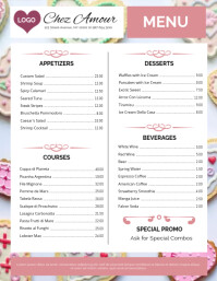 Valentine's Romantic Simple Menu Template | PosterMyWall