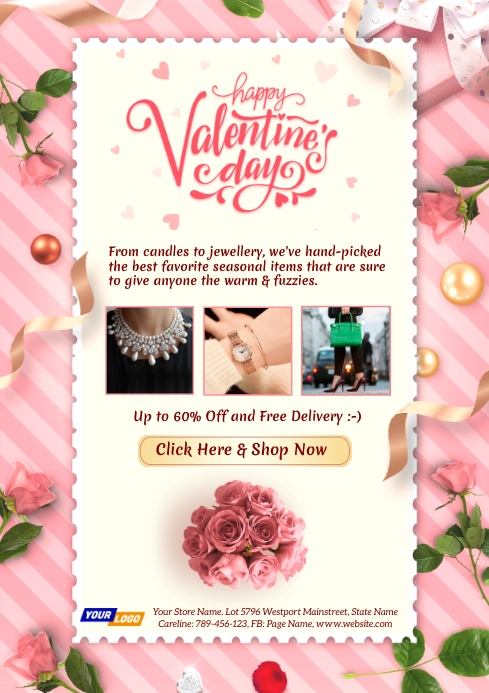 Romantic Valentine's Sale Event Flyer Templat | PosterMyWall