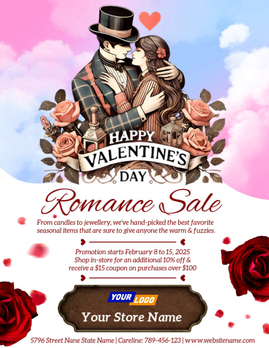 Romantic Valentine Sale Event Flyer Template | PosterMyWall