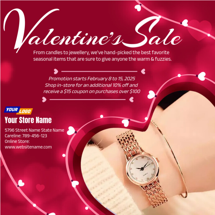 Romantic Valentine Sale Event Flyer Template | PosterMyWall