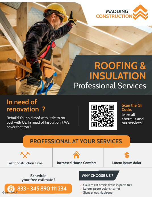 Roofing construction services template design | PosterMyWall